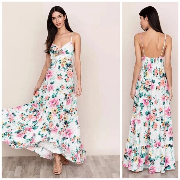 Yumi Kim | Dresses | Yumi Kim Key West White Floral Maxi Dress Keyhole ...